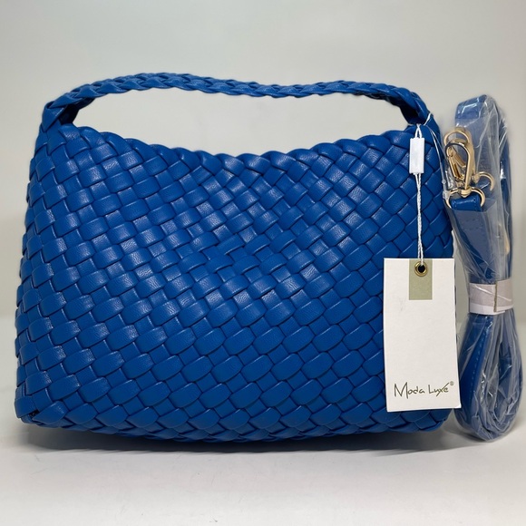 Moda Luxe | Bags | Moda Luxe Vibrant Blue Woven Shoulder Bag | Poshmark